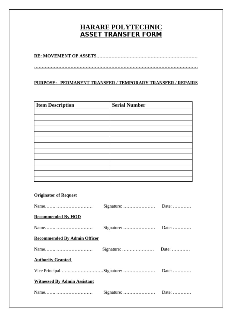 Asset Transfer Form Edited | PDF