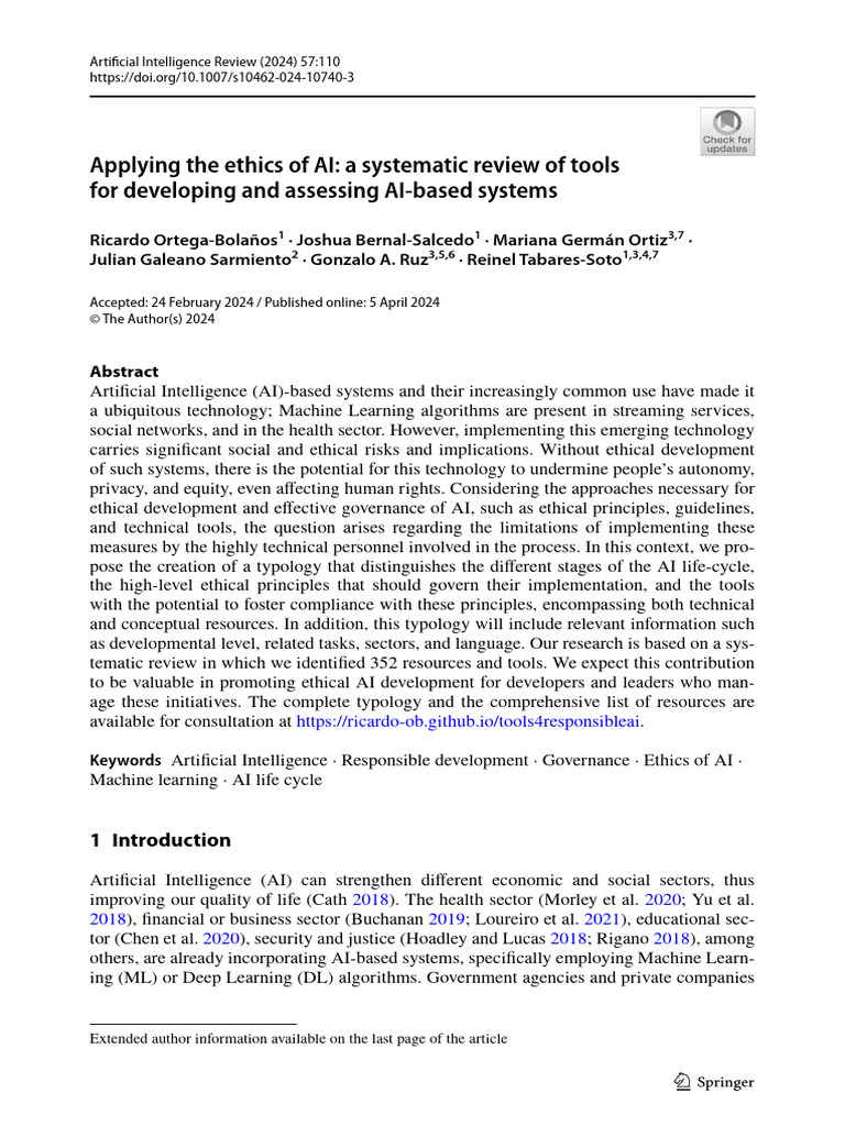 Applying The Ethics of AIa Systematic Review | PDF | Artificial ...