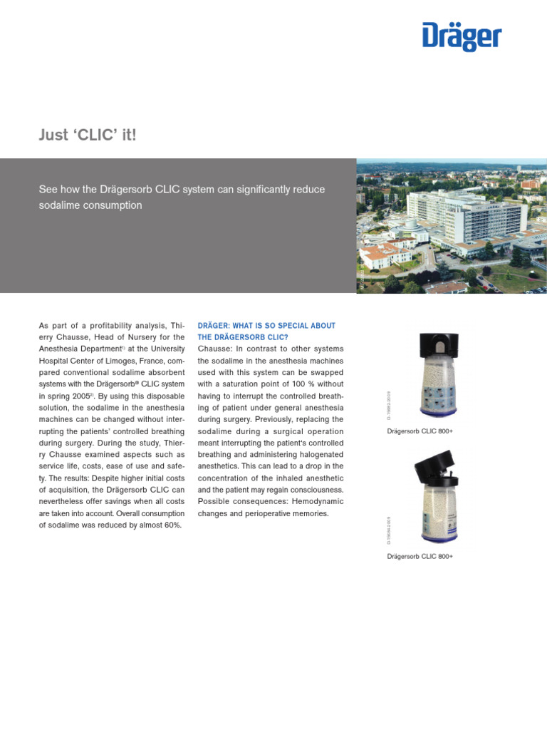 Lsa Draegersorb Clic Casestudy 9051467 en | PDF | Anesthesia | Surgery