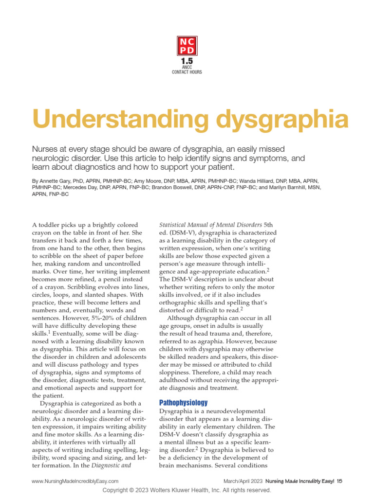 Understanding Dysgraphia.4 | PDF | Mental Disorder | Attention Deficit ...