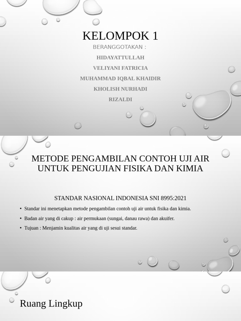 Metode Pengambilan Contoh Uji Air SNI 8995:2021 | PDF