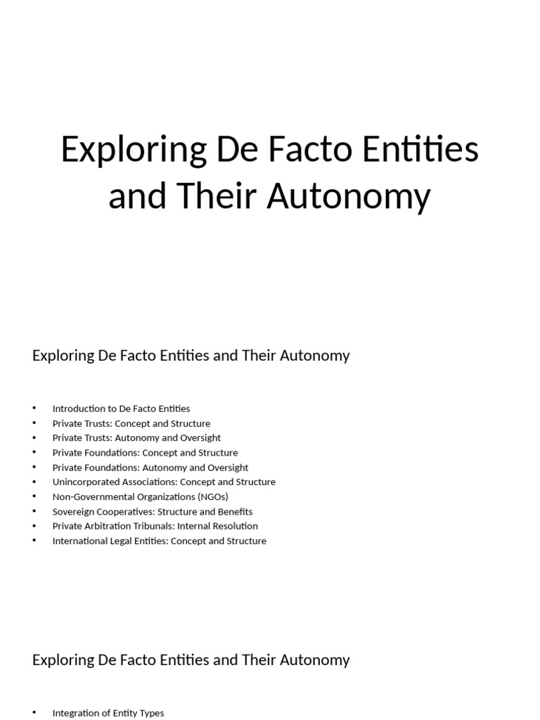 Exploring de Facto Entities and Their Autonomy | PDF | Non Governmental ...
