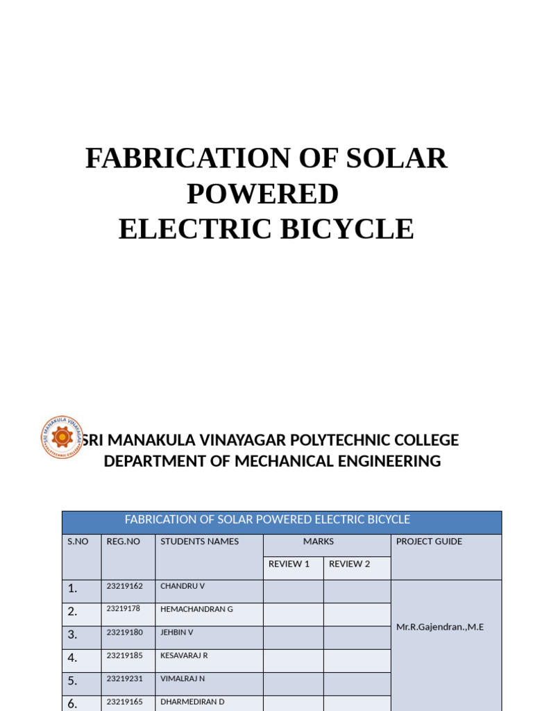 Batch 3 Fabrication of Electric Bicycle | PDF | Engines | Electricity