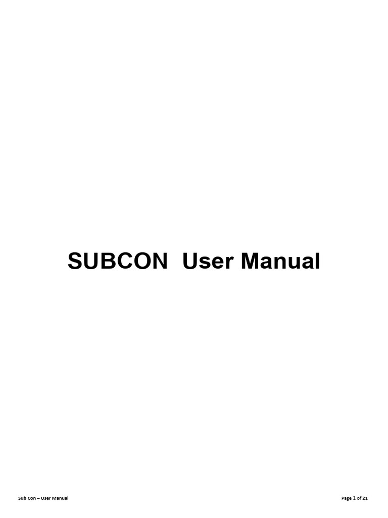 Subcon System User Manual V1.1 | PDF | Login | User (Computing)