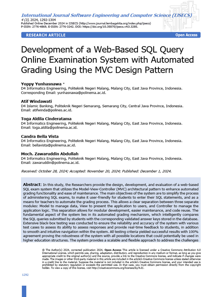 28 - 41 - 3285 - Yoppy Yunhasnawa | PDF | Model–View–Controller | Databases