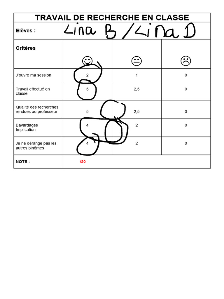 Modifié : Fiche D'autoévaluation (21 Mars 2025) | PDF