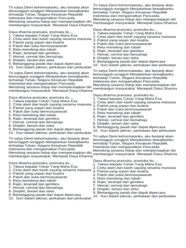 Tri Satya dan Dasa Dharma Pramuka | PDF