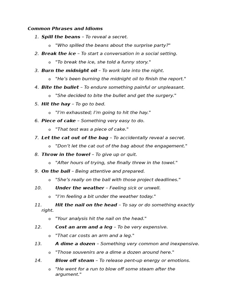 Common Phrases and Idioms in Comparative English Literature | PDF ...