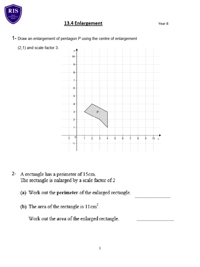 Year 8 Enlargement Transformations Guide | PDF
