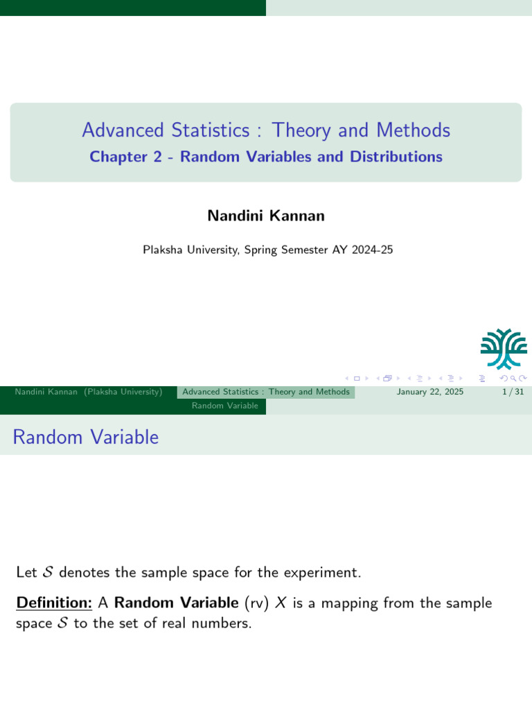 Chapter 2- Random Variables and Distributions (1) (2) | PDF | Probability Distribution | Random ...