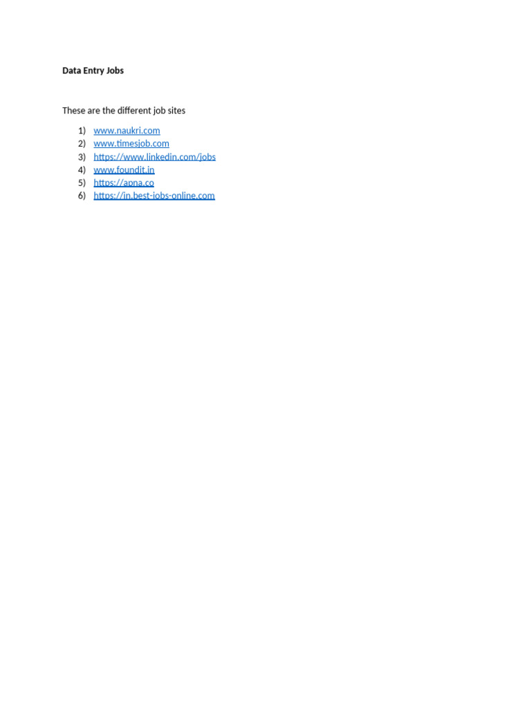 Data Entry Jobs | PDF