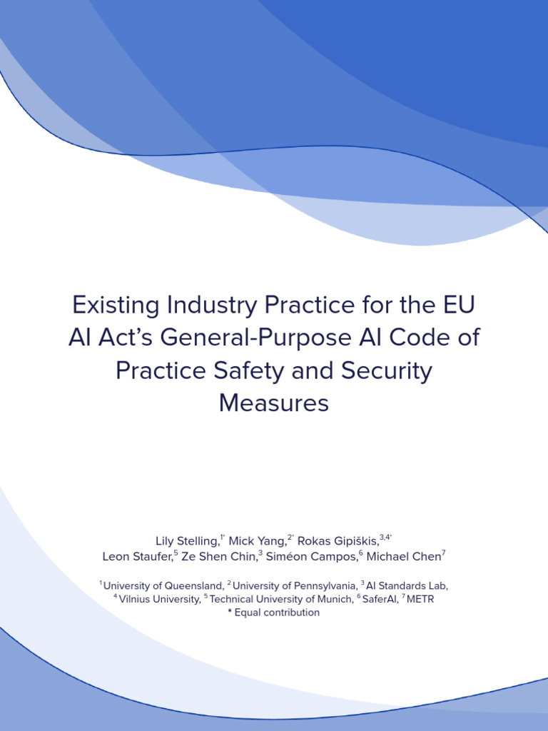 Existing Industry Practice for the EU I Act General Purpose AI Code of ...