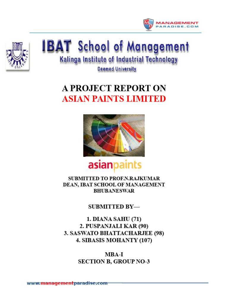 Asian Paints Limited Project Report | PDF | Marketing | Paint