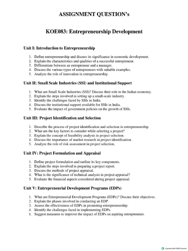 Assignment Question Bank 083 | PDF