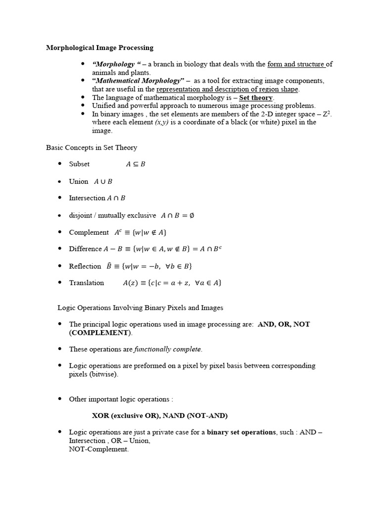 Morphological Image Processing | PDF | Boolean Algebra | Teaching Mathematics