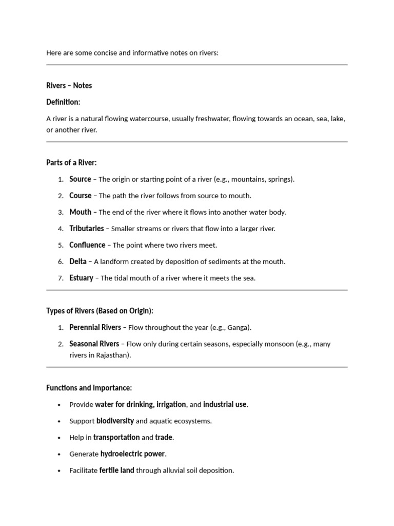 Notes On Rivers | PDF