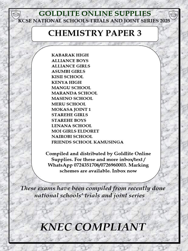 CHEM PP3 TOP SCHOOLS 2025 TRIALS | PDF | Titration | Chemistry