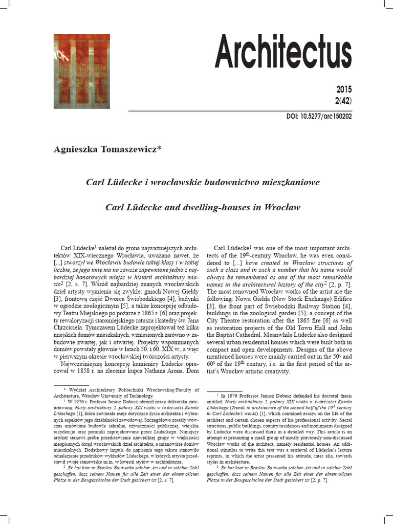 Carl Ludecke I Wroclawskie Budownictwo M | PDF