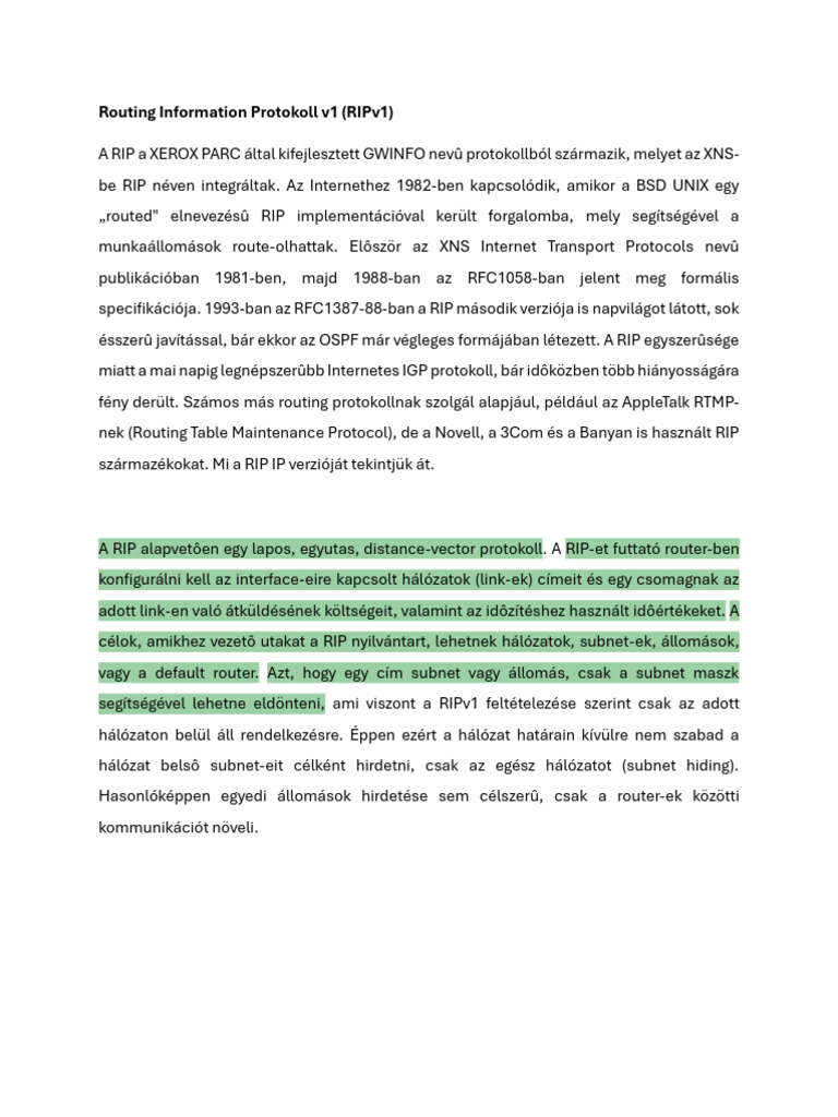 Routing Information Protokoll v1 | PDF