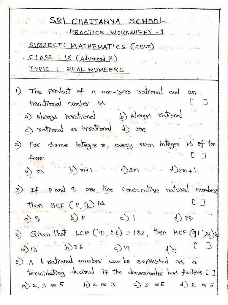 Maths.Practice Worksheet-1 | PDF