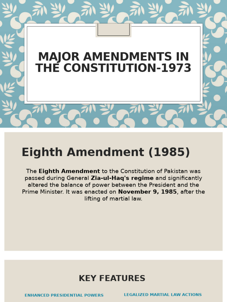 Major Amendments in The Constitution-1973 | PDF | Federally ...