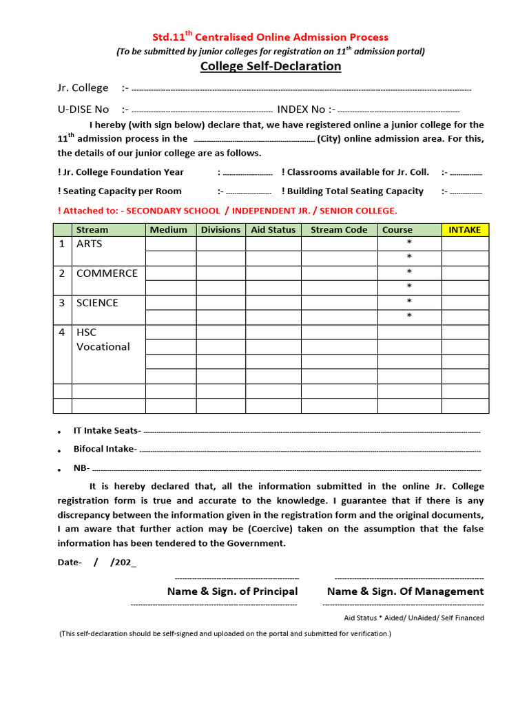 SelfDeclaration d3sxHg5L | PDF | Educational Stages