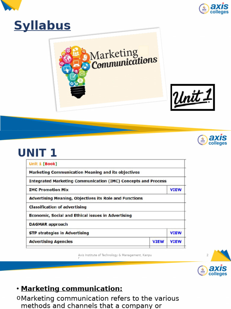 Marketing Communication Unit 1 | PDF | Marketing Communications | Market Segmentation