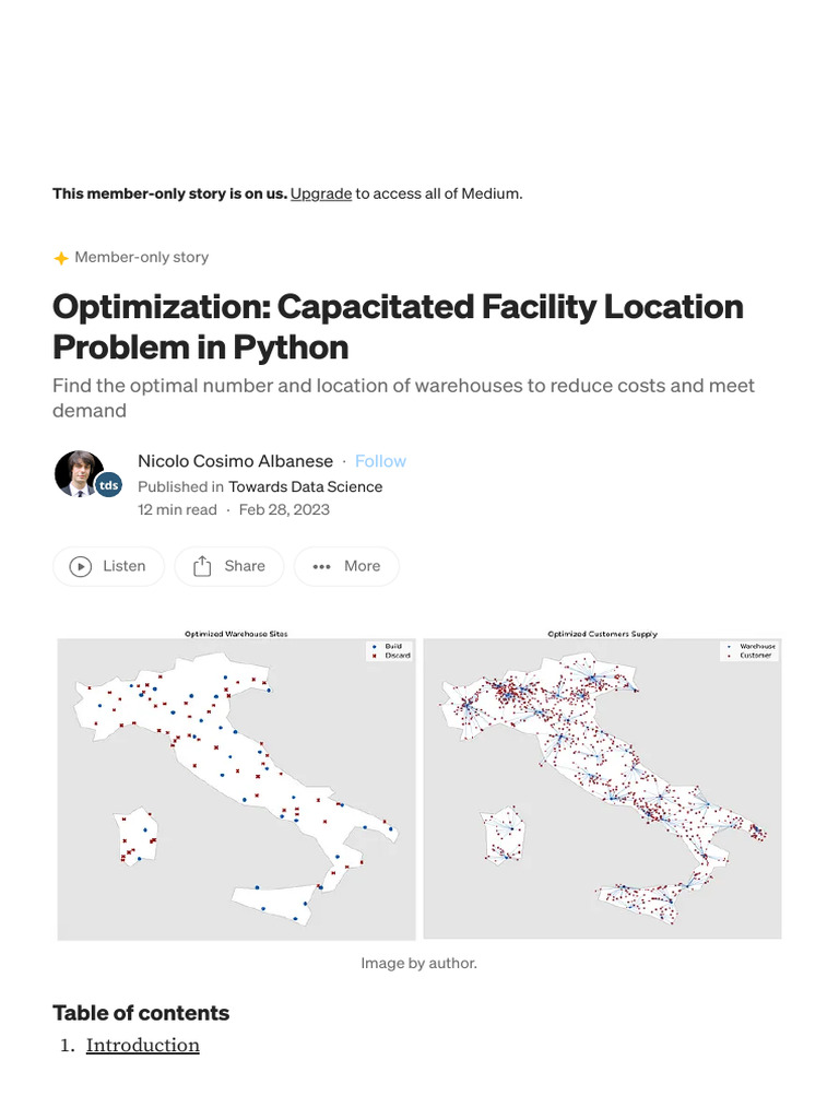Optimization: Capacitated Facility Location Probl… | PDF | Linear ...