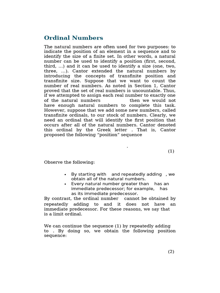 Ordinal Numbers | PDF