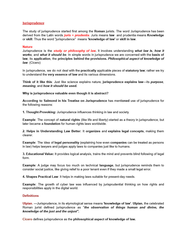 Understanding Jurisprudence in Law | PDF | Jurisprudence | Prudence
