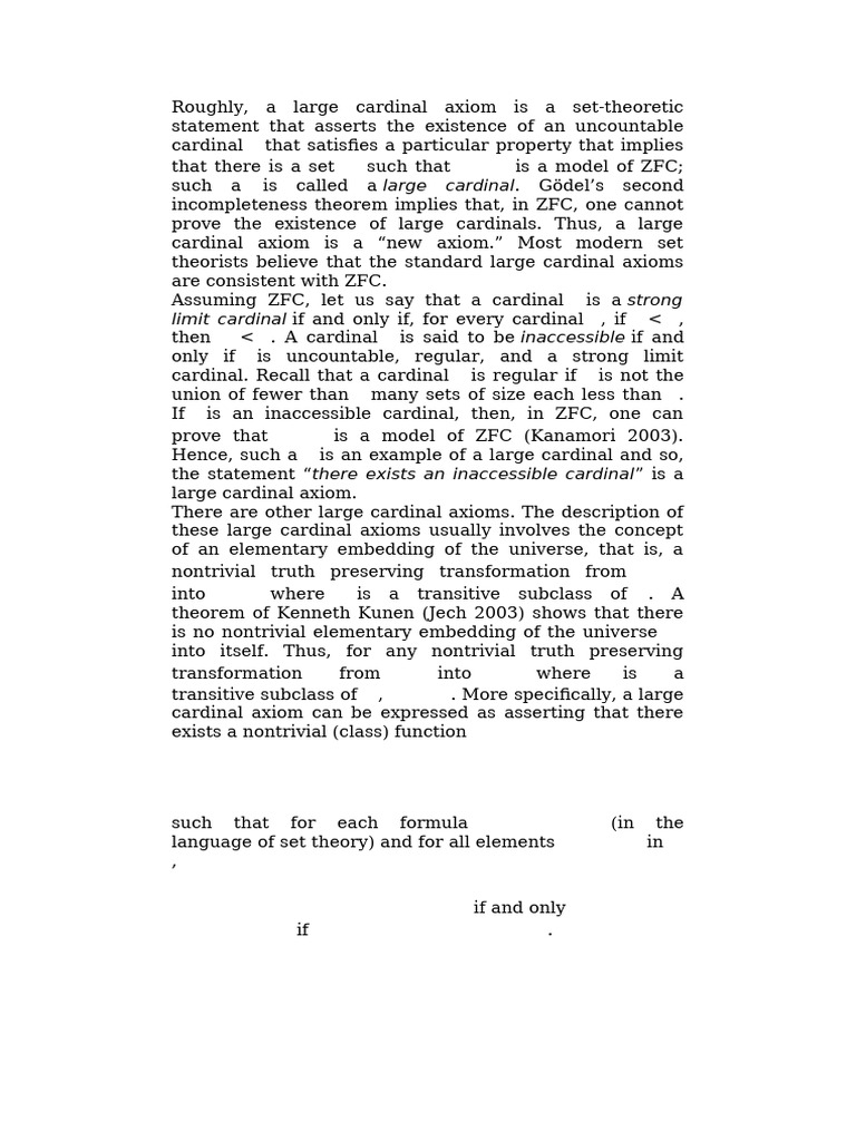 Understanding Large Cardinal Axioms | PDF | Syntax (Logic) | Formalism ...