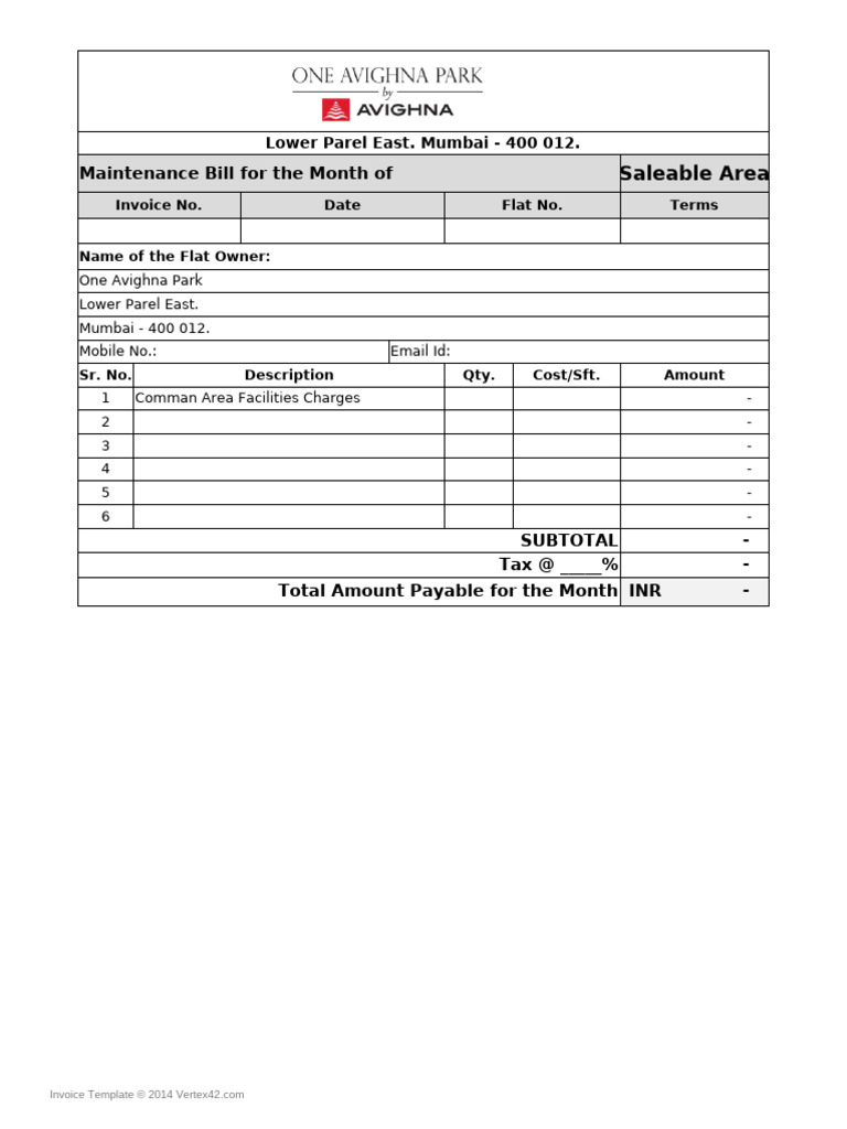 CAM Invoice Format | PDF