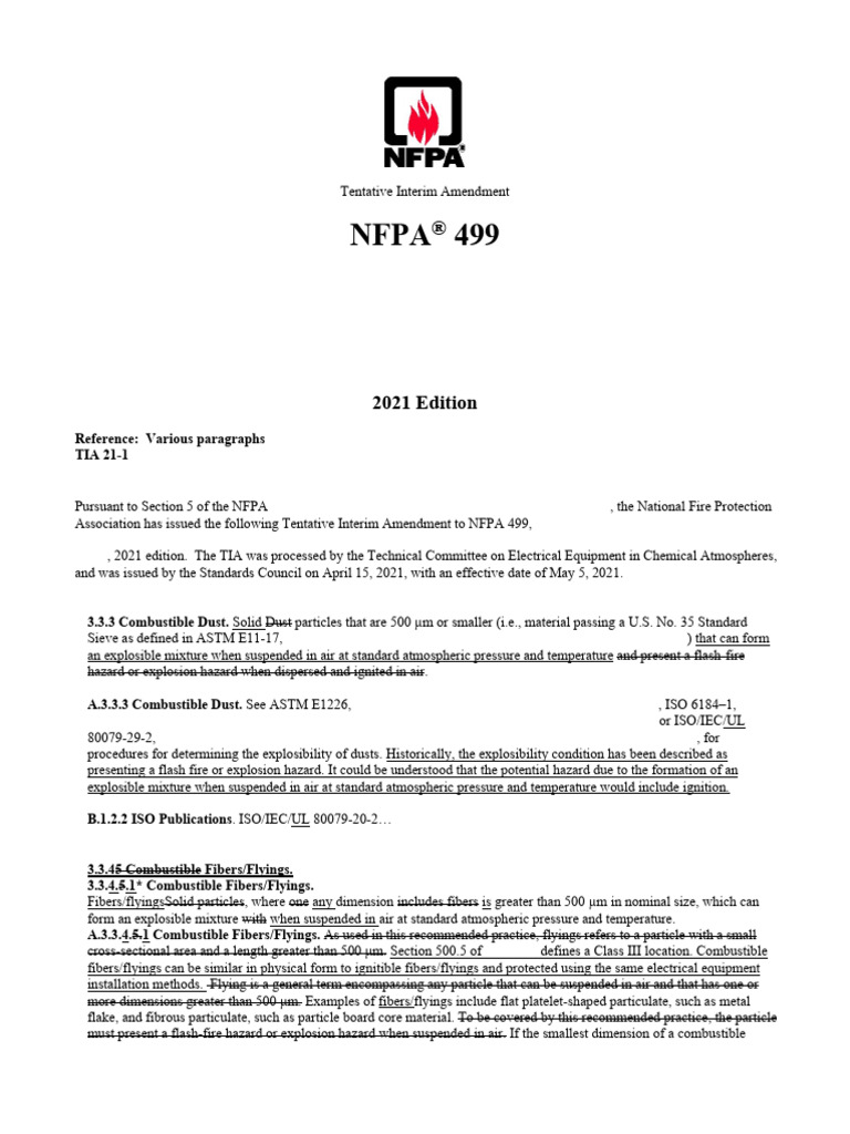NFPA 499 Combustible Dust Guidelines | PDF | Explosion | Materials