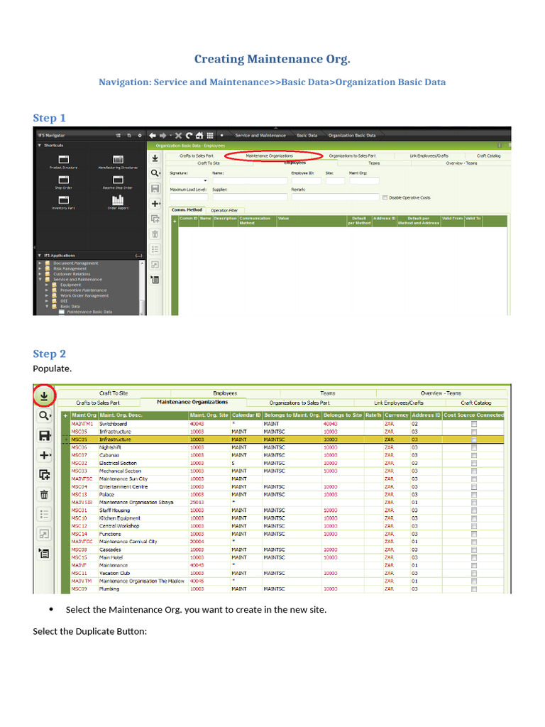 Creating Maintenance Org | PDF