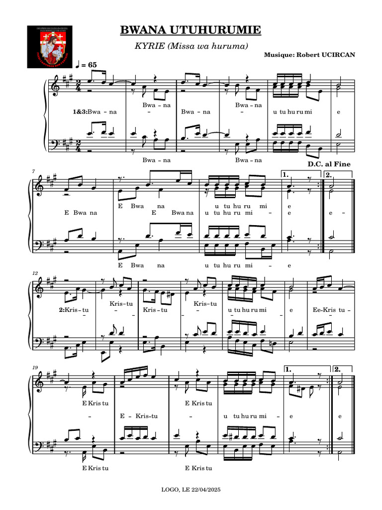 Bwana Utuhurumie | PDF