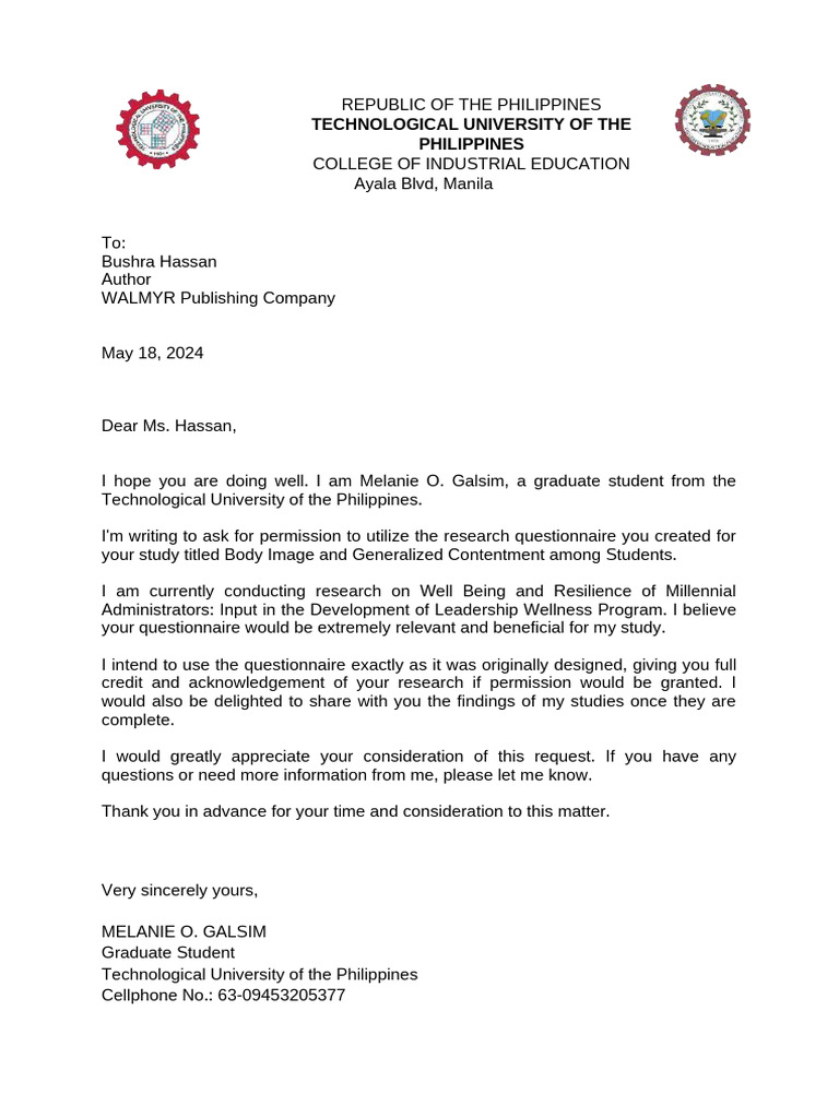 GCS - Letter Permission For Use of Tool | PDF