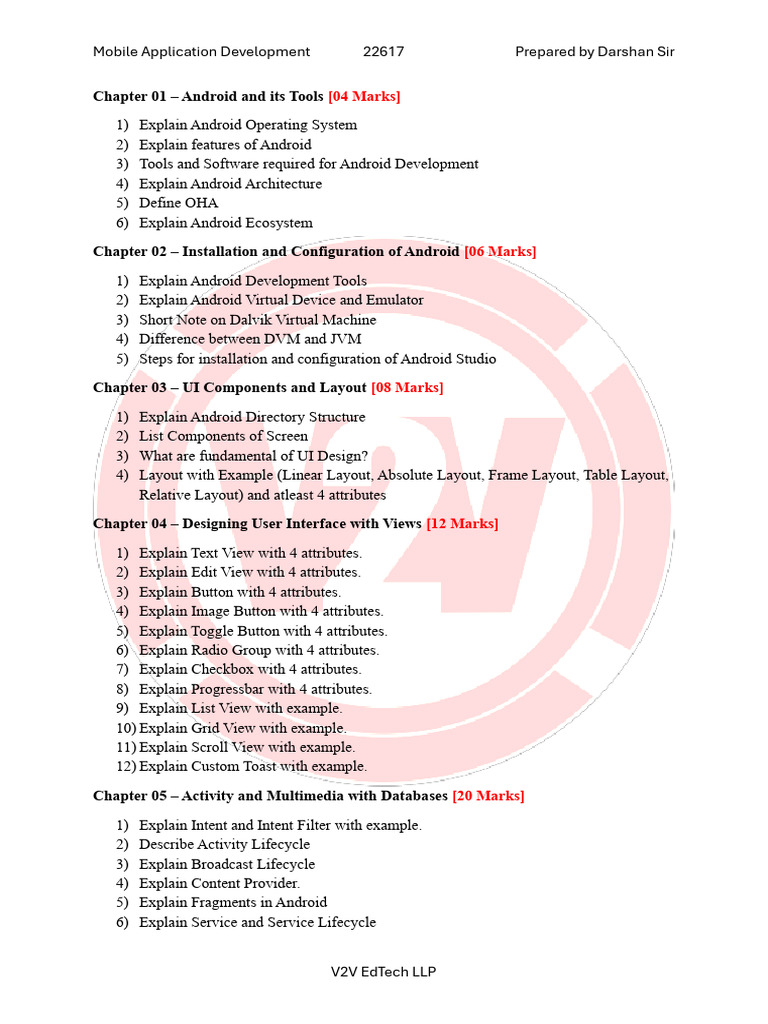 MAD 22617 IMP Questions | PDF | Android (Operating System) | User Interface