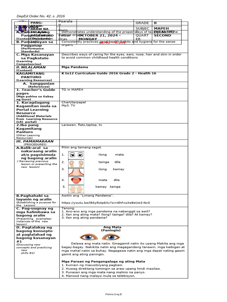Oct 21-Dll-Mapeh 2-Q2-W4 | PDF
