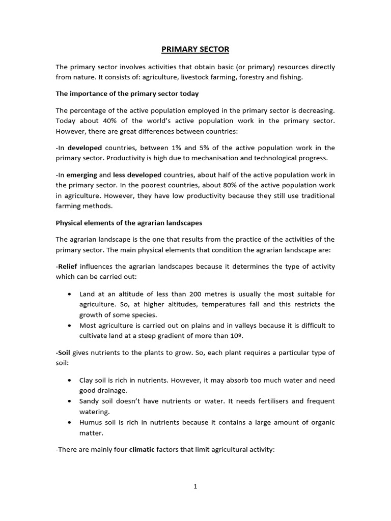 Primary and Secondary Sectors | PDF | Agriculture | Energy Development