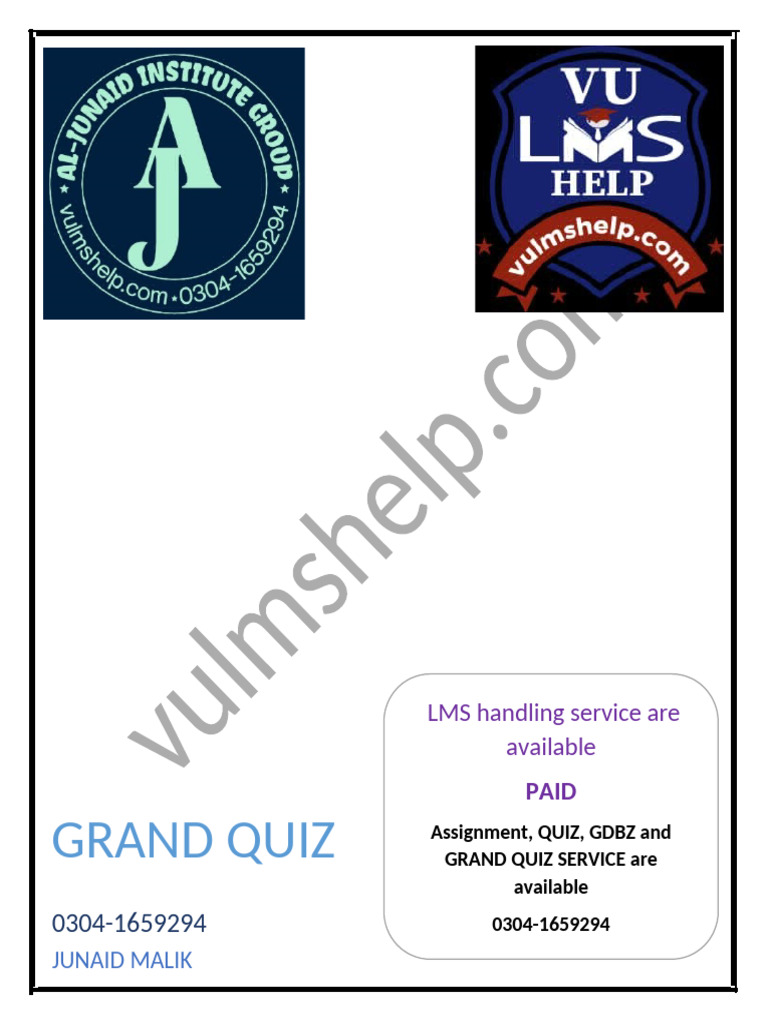 Cs304 Grand Mega Quiz by Junaid | PDF | Class (Computer Programming) | Method (Computer Programming)