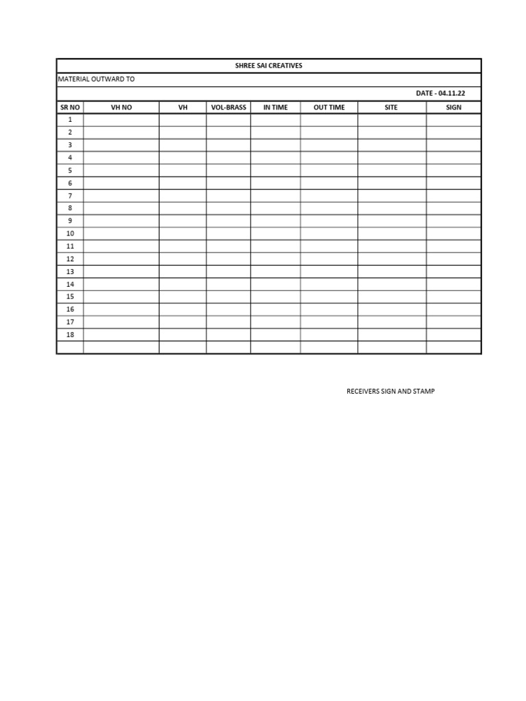 Material Outward To: Shree Sai Creatives DATE - 04.11.22 | PDF