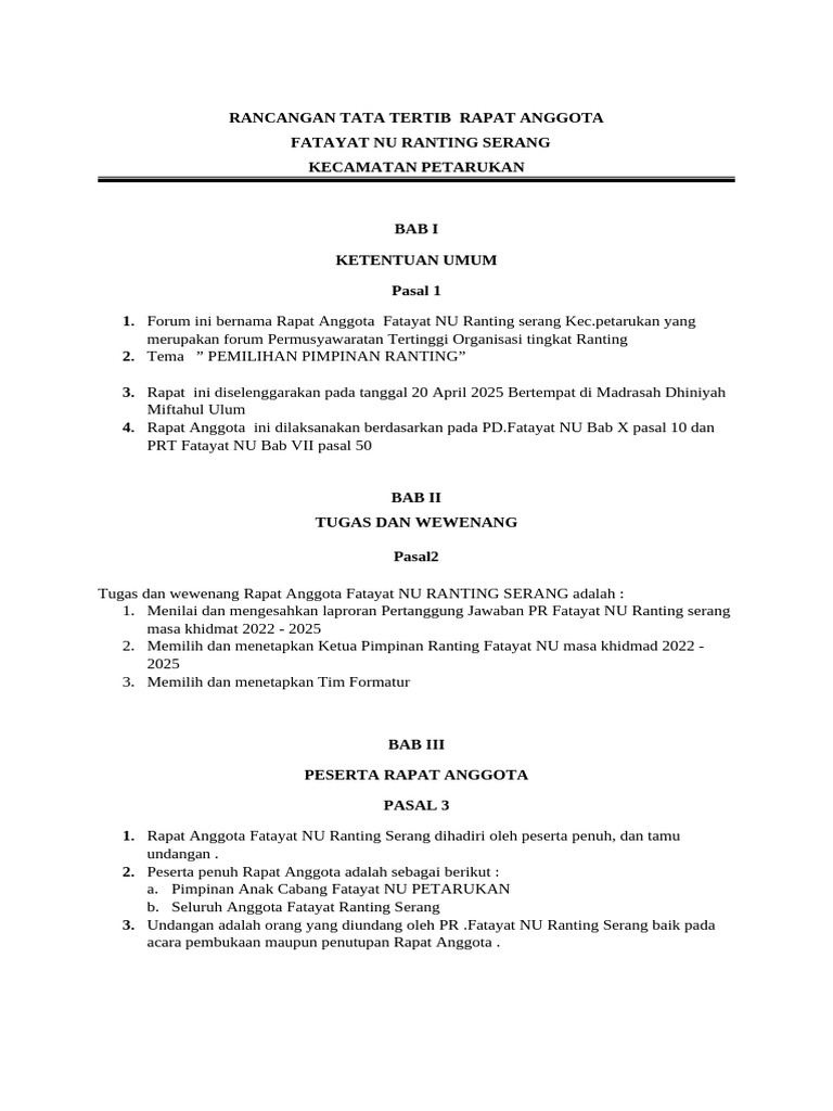 Rancangan Tata Tertib | PDF