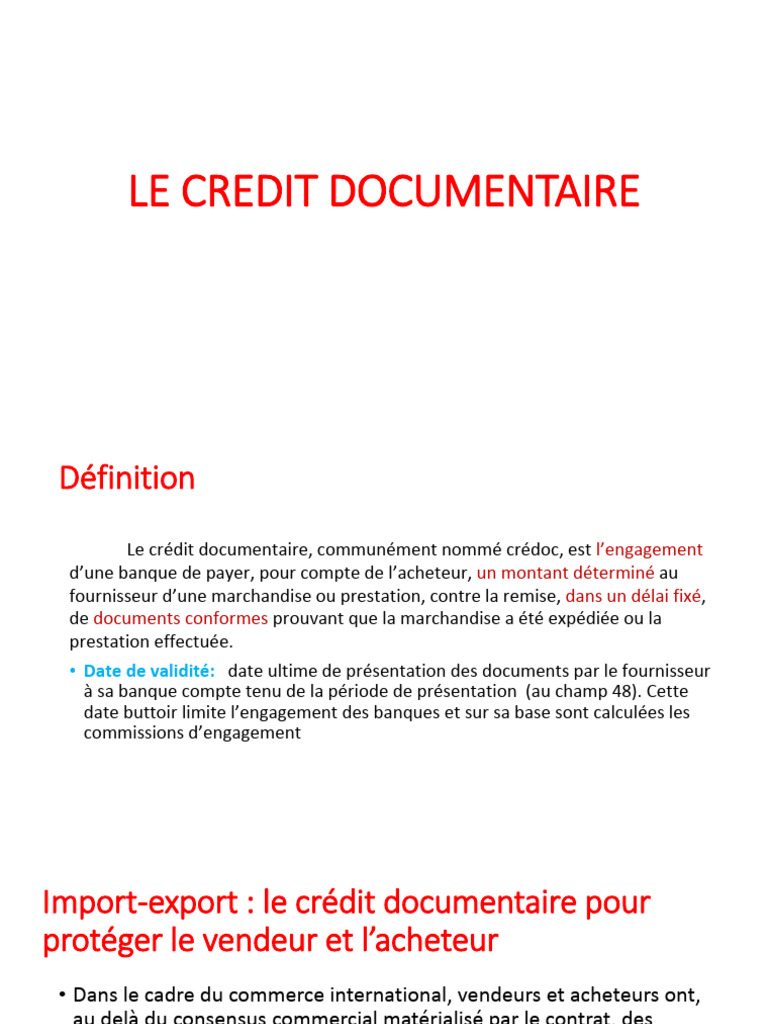 Le Credit Documentaire | PDF | Lettre de crédit | Business