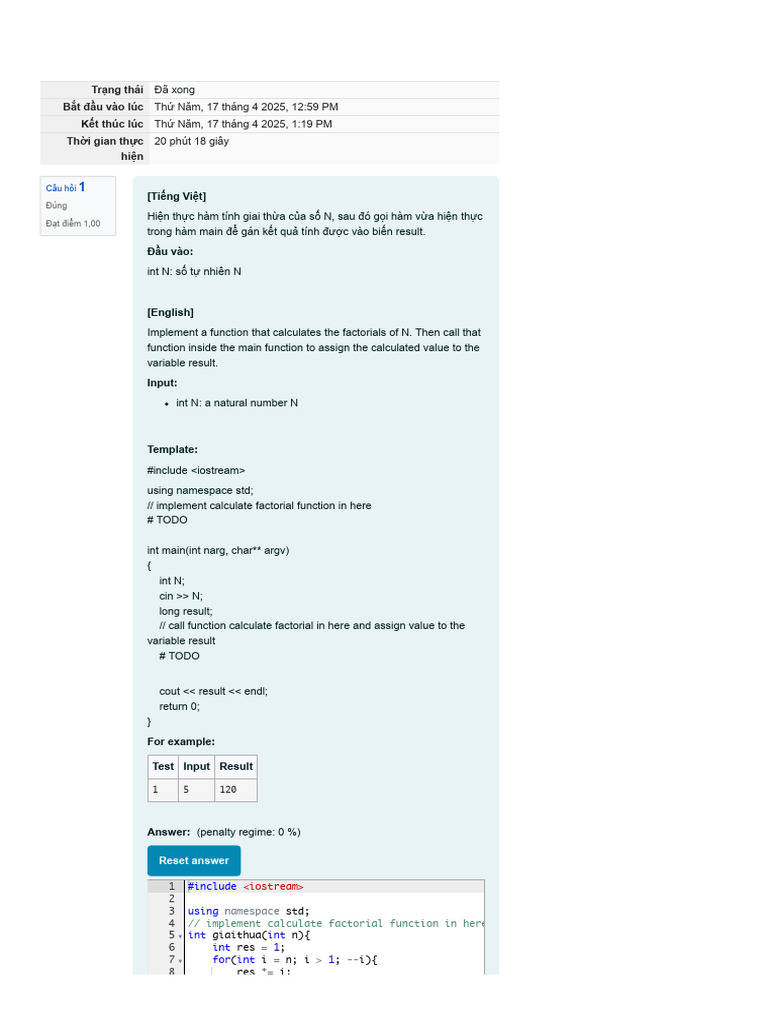 Function - PreLab: Xem Lại Lần Làm Thử - BK-LMS | PDF
