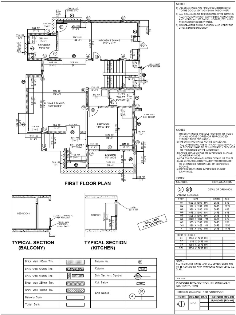Rev-01, WD-01, Final Working Drawing of First Floor For MR - Shingade - 01 | PDF | Building ...