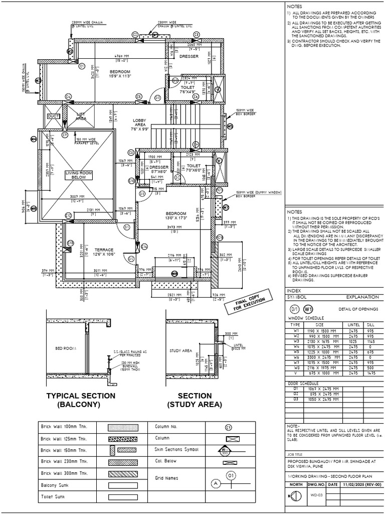 Rev-02, WD-02, Working Drawing of Second Floor For MR - Shingade-3 ...