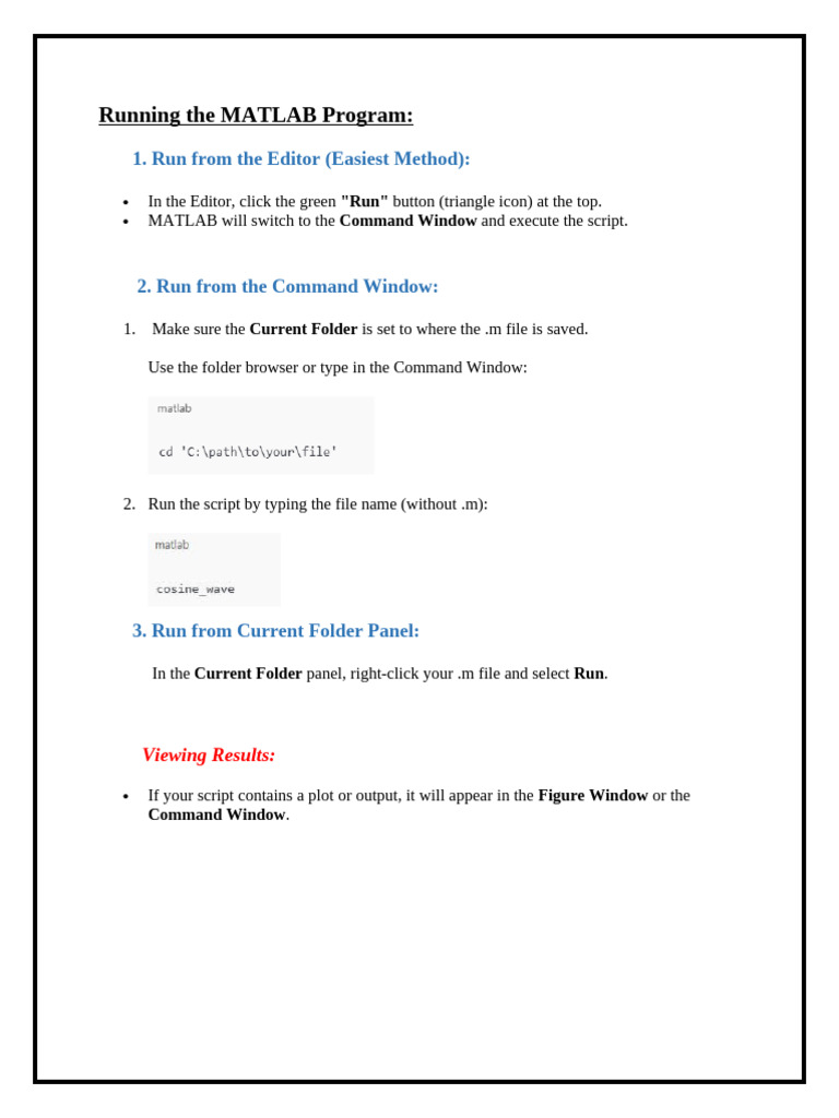 Running the MATLAB Program | PDF Running the MATLAB Program | PDF