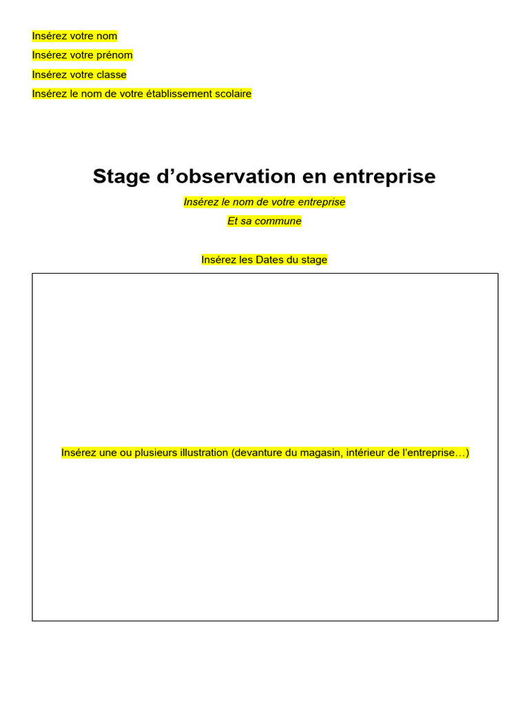 Rapport de Stage d'Observation | PDF