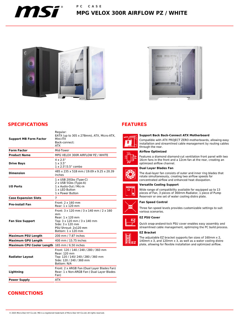 MPG Velox 300R Airflow PZ | PDF | Computing | Office Equipment