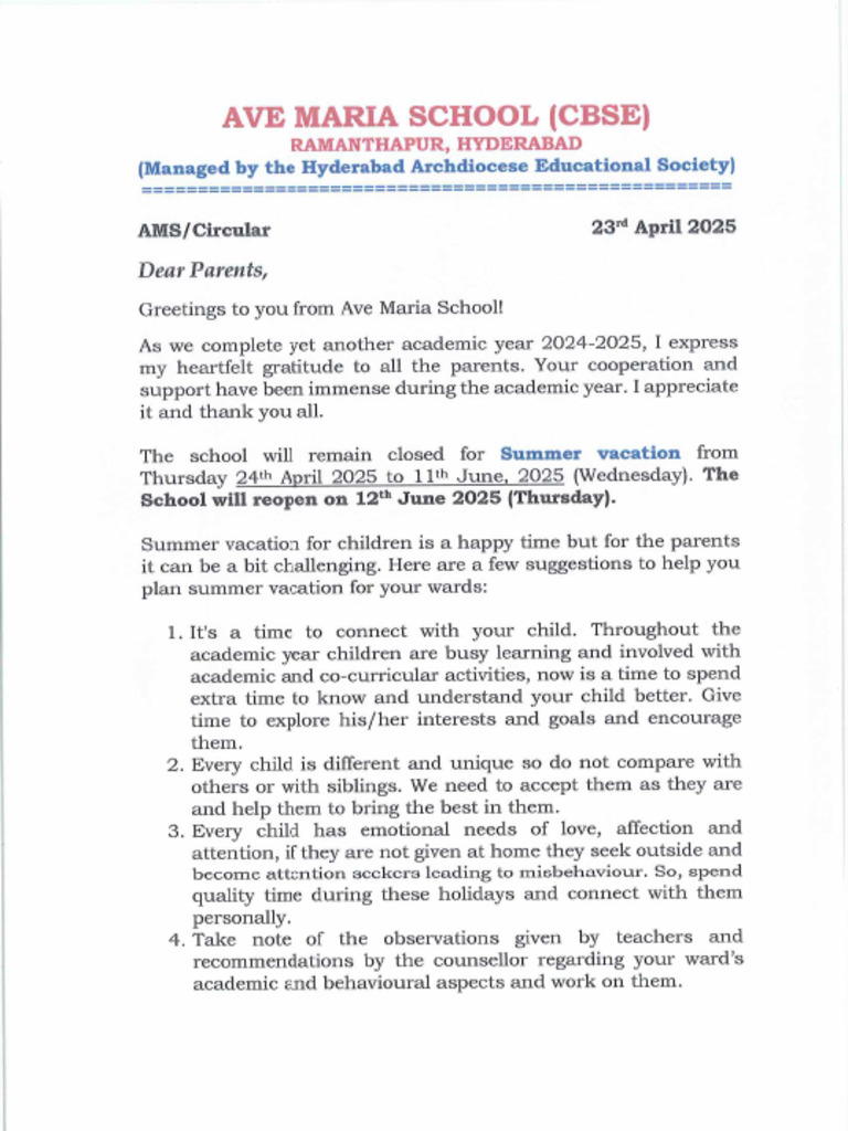 School Circular | PDF